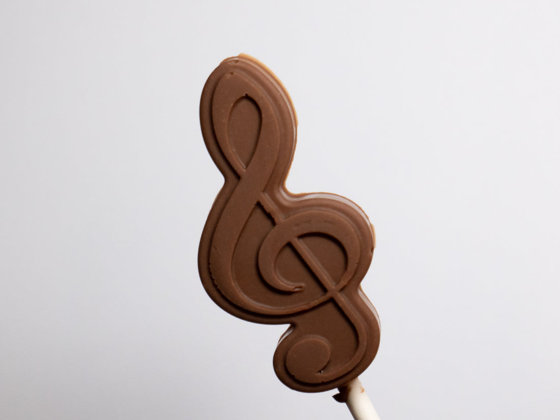 50 x Musical Note lollipop Belgian chocolate – RadChocs